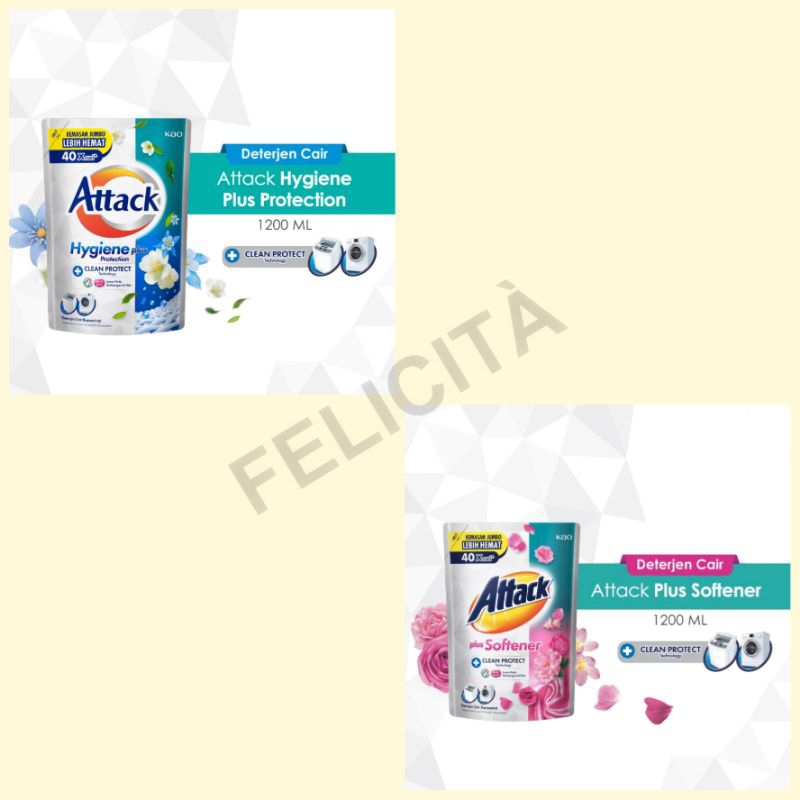 Jual Attack Hygiene Deterjen / Detergent Cair Matic 1200 ml | Shopee ...