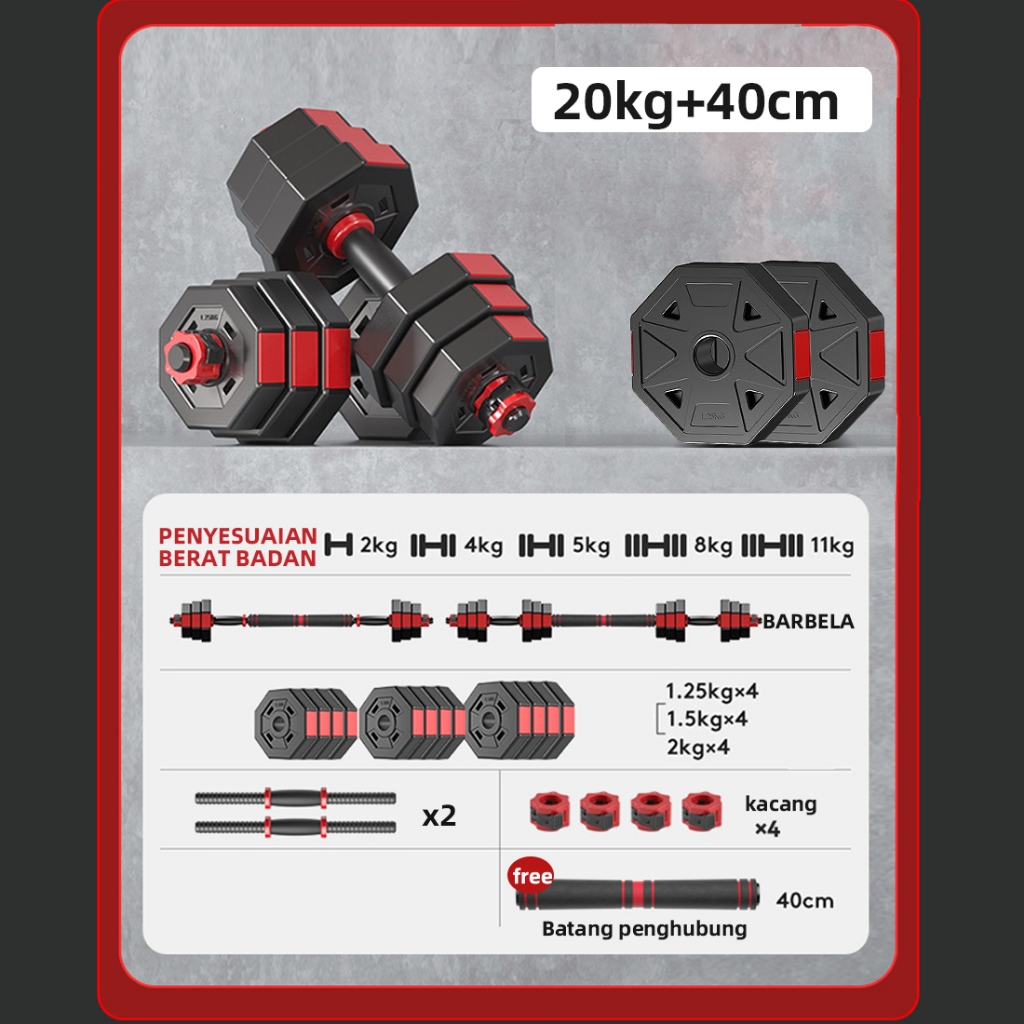 Jual Dumbell Set 30kg/40KG Barbel 4 in1 PVC Alat Olahraga Angkat Besi | Shopee Indonesia