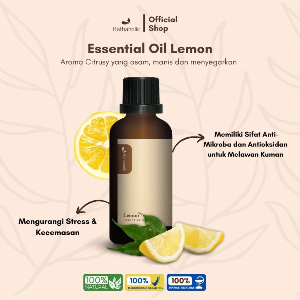 Jual Bathaholic - Lemon 50ml Pure Essential Oil / Minyak Aromatherapy ...
