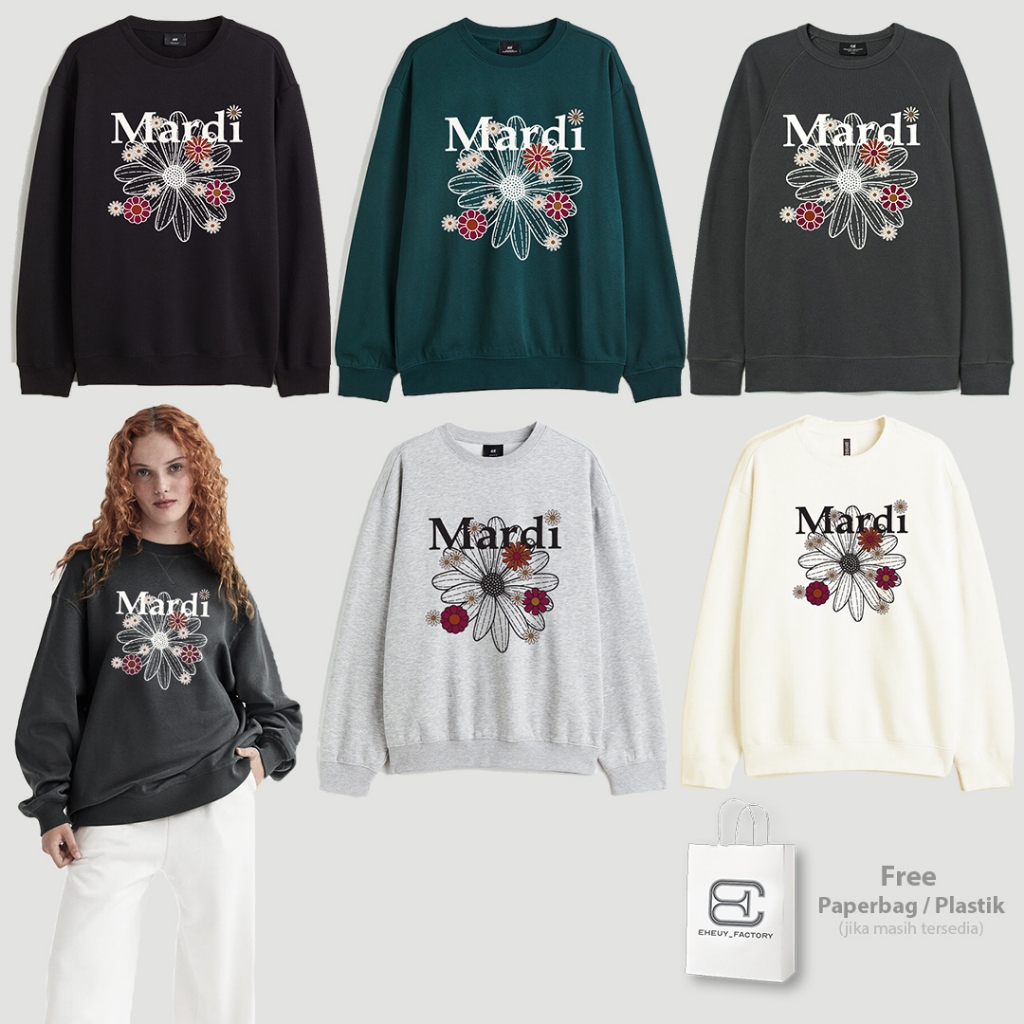 Jual Crewneck Mardi Mercredi x MULTICOLOR Sweater Wanita Mardi Flower ...