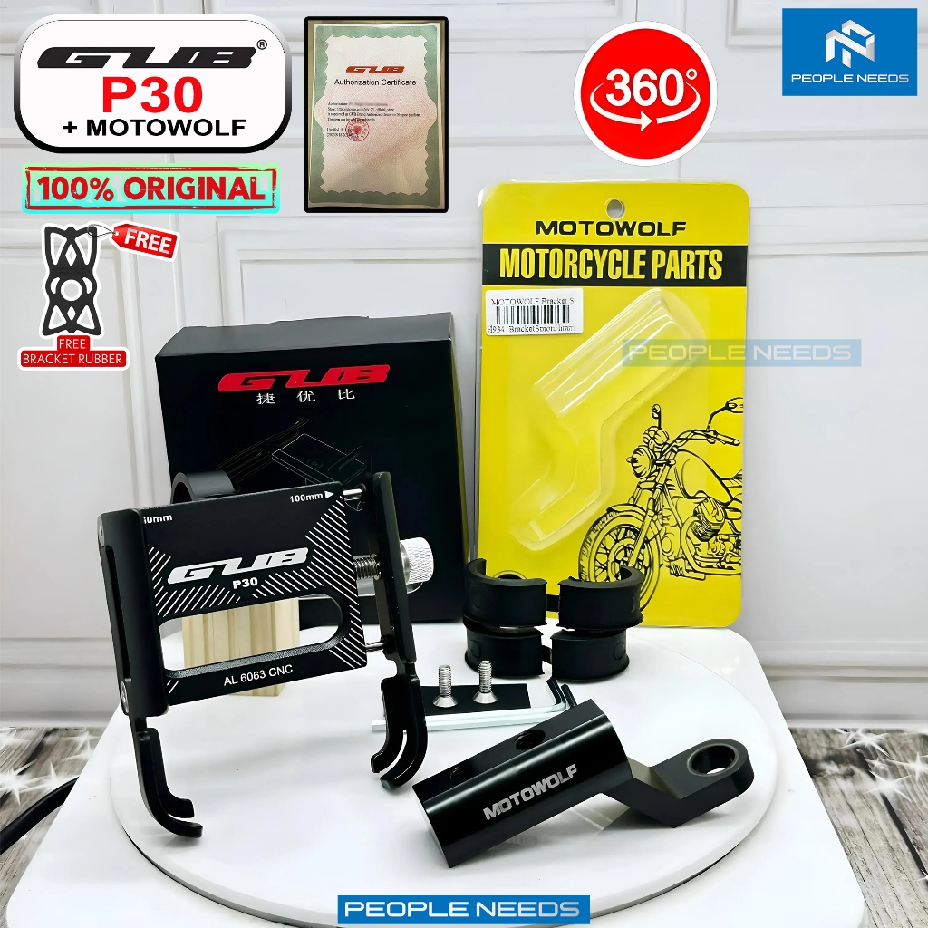 Jual Paket GUB P30 Phone Holder + Bracket Spion MOTOWOLF ORIGINAL | Shopee Indonesia