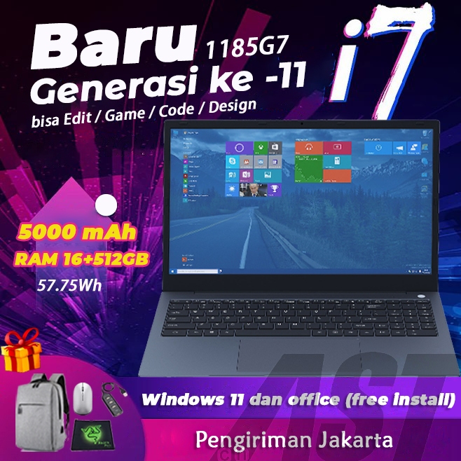 Jual AST laptop Intel Core i7 ram16g+512gb ssd slim 15.6 inci windows ...