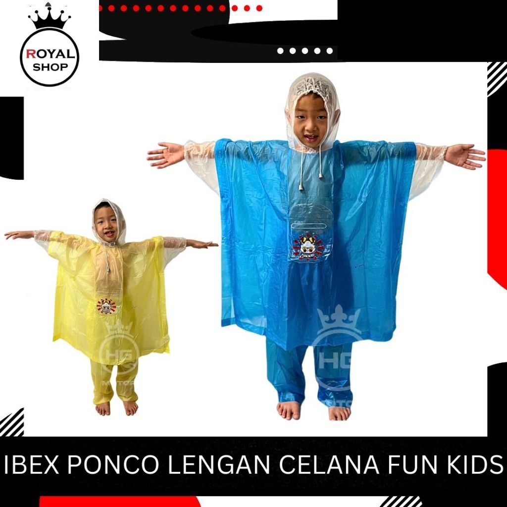 Jual Jas Hujan Anak IBEX Fun kids Ponco Lengan Celana Untuk TK SD Bahan ...