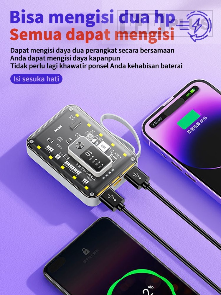 Jual DJDPlus Powerbank Transparan / Powerbank 3 in 1 32000 mAh Fast ...