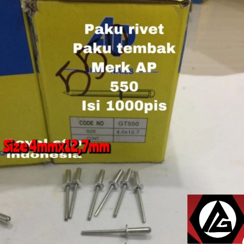 Jual [Perkotak] Paku Rivet AP / Nichie 550 Size 4mm x 11mm Isi 1000 pcs ...