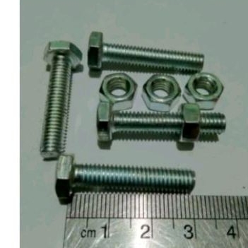 Jual BAUT + MUR PUTIH BMP M6 X 30 MM GALVANIS ( KUNCI 10 ) | Shopee Indonesia