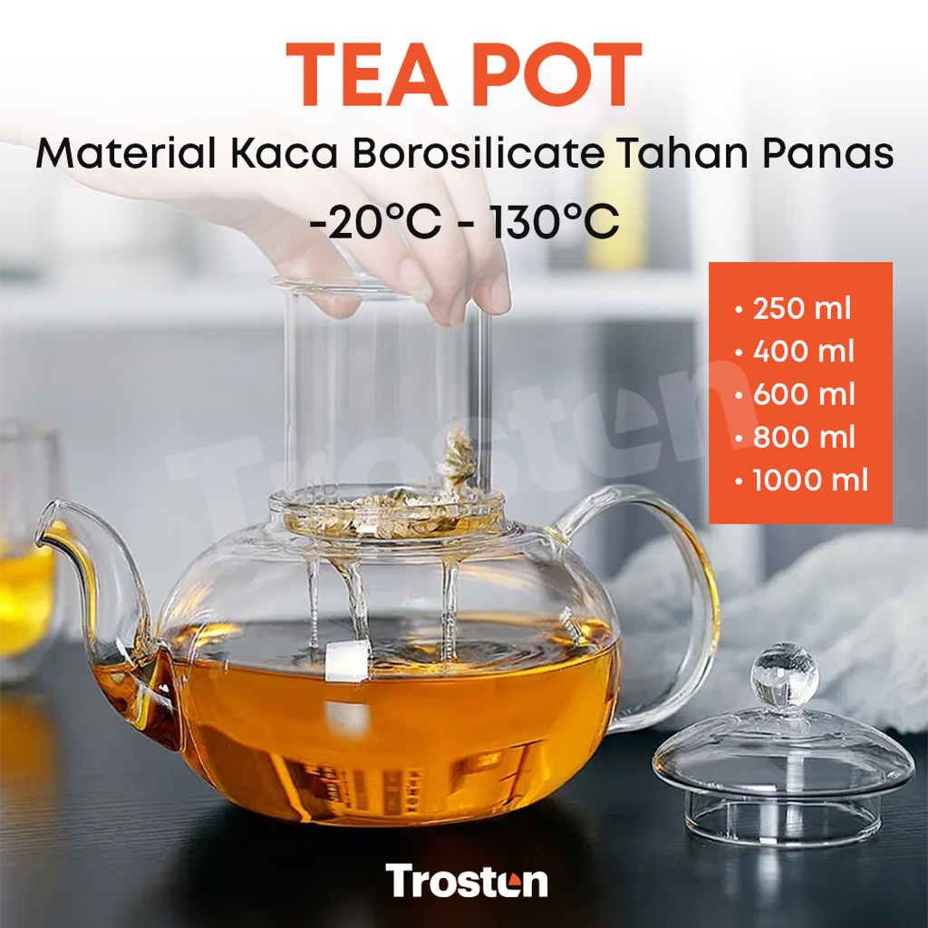 Jual Teko Kaca Teh - Saringan Teh Kaca 250ml 400ml 600ml 800ml 1000ml ...
