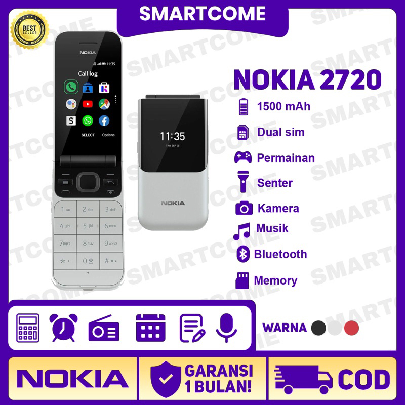 Jual HP NOKIA 2720 FLIP DUAL SIM GARANSI HP JADUL LIPAT | Shopee Indonesia