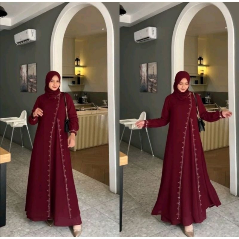 Jual Tera Dress Ceruty Abaya Hitam Turkey Gamis Syari Muslimah Dress ...