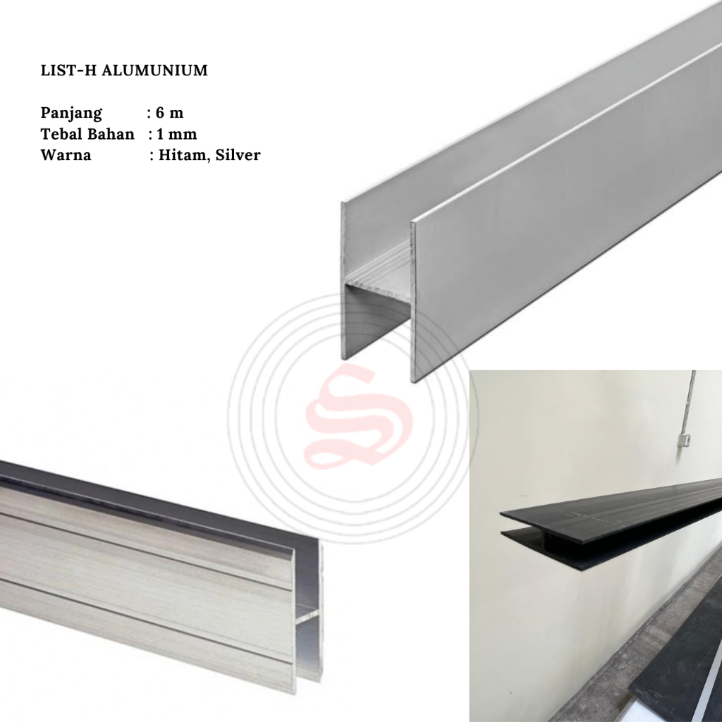 Jual List-H Alumunium Silver 6 m/Sambungan Polycarbonate Alumunium/Profil Sambungan H Alumunium ...