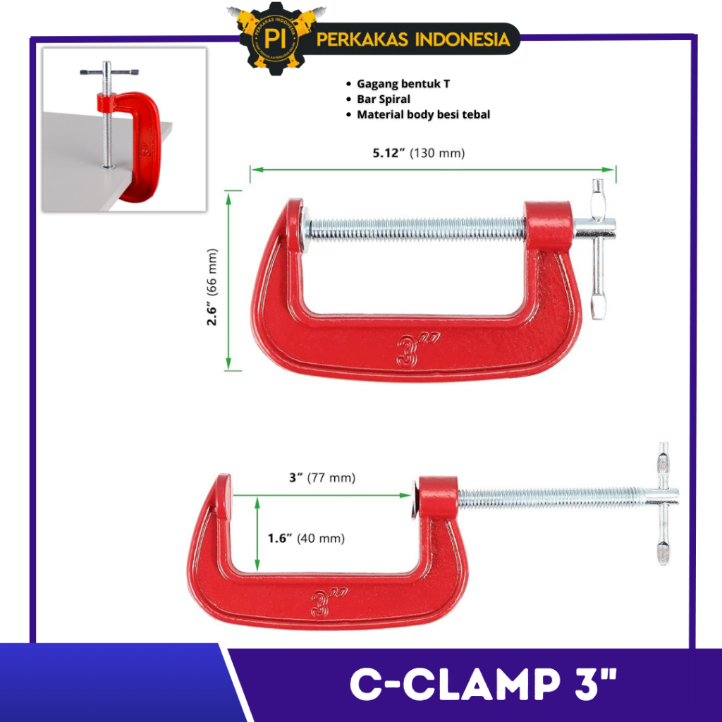 Jual Catok kayu Klem C 3 Inch Alat Press Penjepit Papan Kayu Heavy Duty ...