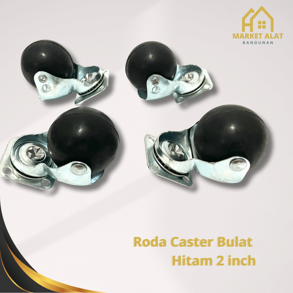 Jual (Per 1 Pcs) Roda Caster Bulat Hitam 2 Inci / Roda Castor Bola ...