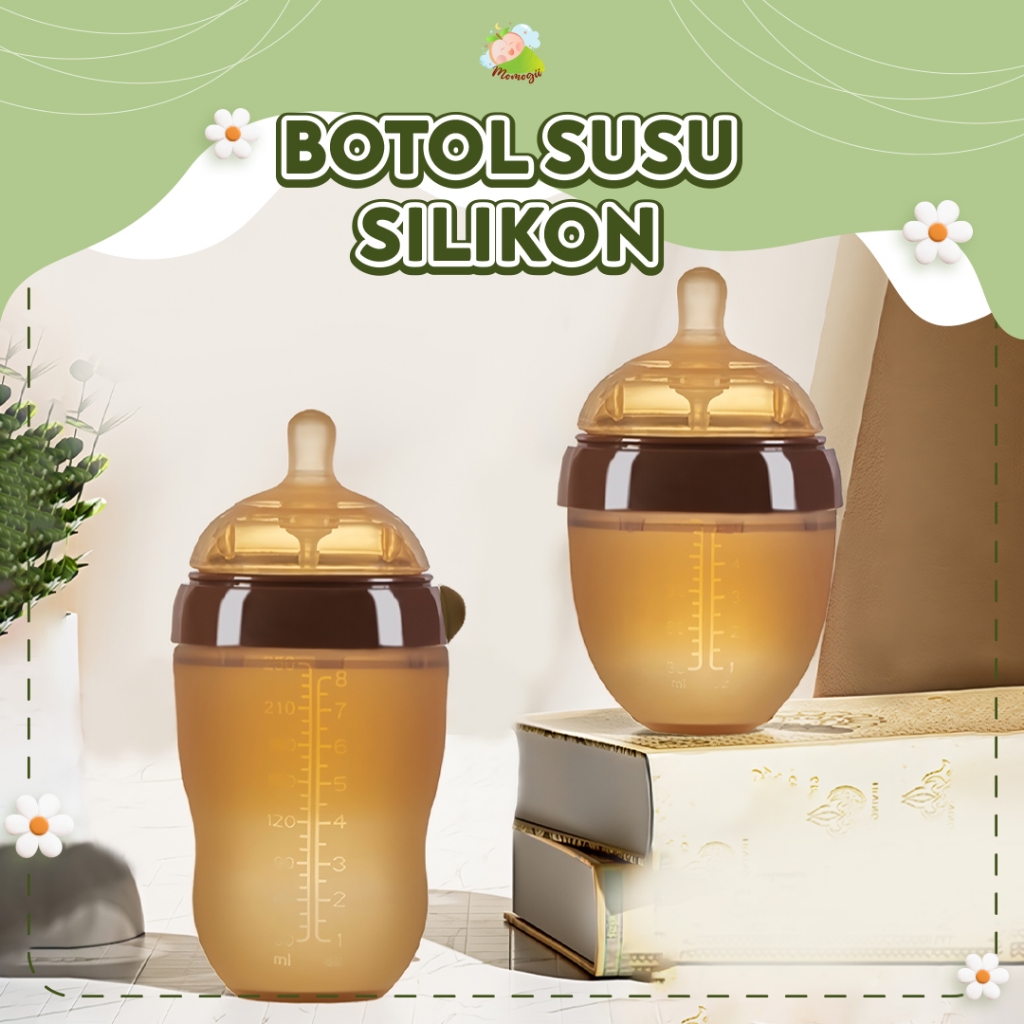 Jual MOMOGII Premium Botol Dot Silikon 150ml / 250ml Botol Susu Bayi Wide Neck Silicone Food ...