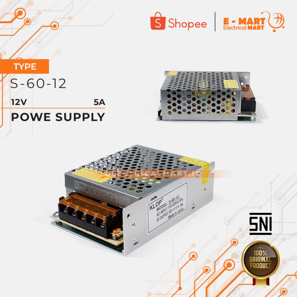 Jual Adaptor Power Supply 12V 5A / Travo LED Neon Flex DC 12V | Shopee ...