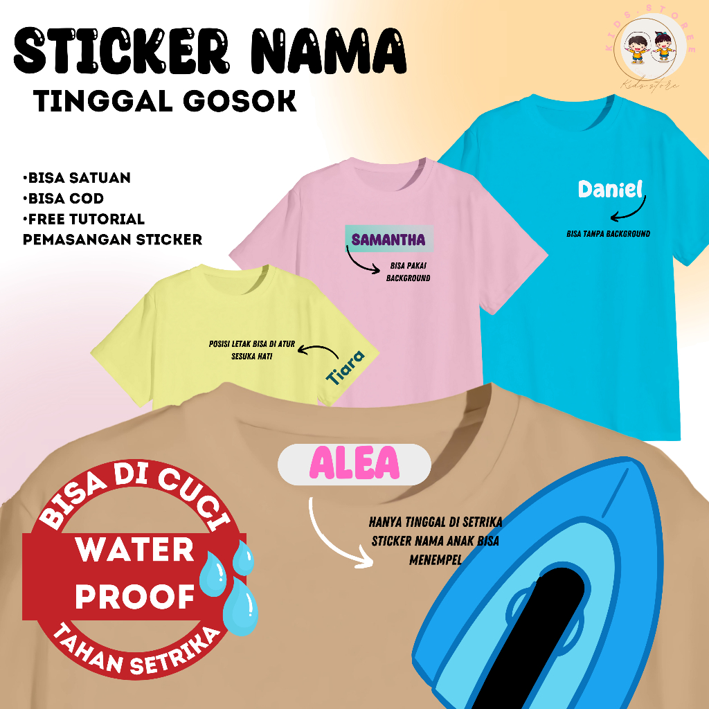 Jual kidsstore28 sehari jadi sticker label tempelan kain baju tag label ...