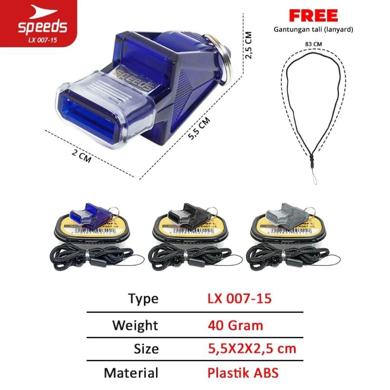 Jual SPEEDS Peluit wasit pluit treble whistle periwitan sport 120db ...