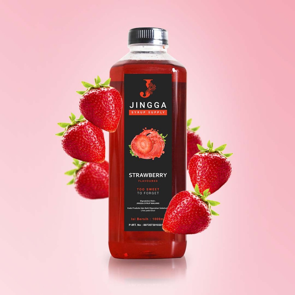 Jual JINGGA Strawberry Syrup 1000 ml - Sirup Flavour Strawberry Untuk ...