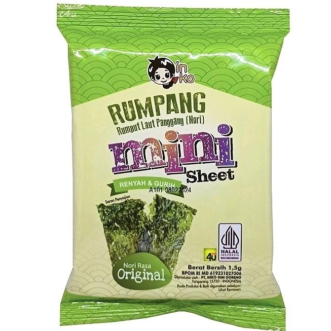 Jual INKO GIM Rumpang nori mini sachet 1,5gr snacks rumput laut seaweed ...