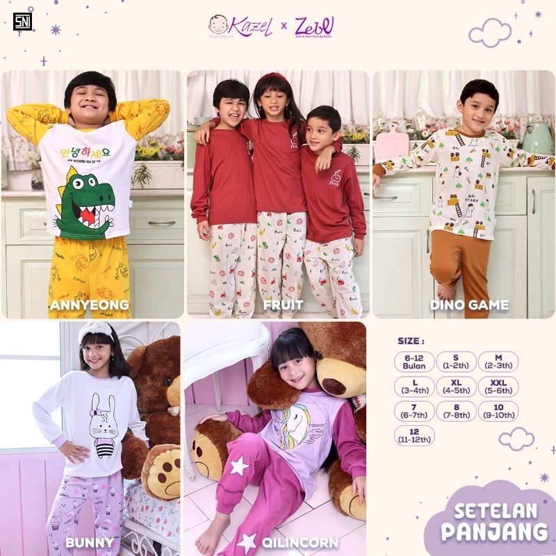 Jual Kazel x Zebe Setelan Panjang /piyama anak/baju tidur anak(1 Stel) | Shopee Indonesia