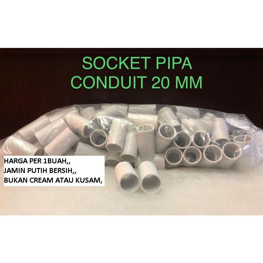 Jual SOK SOCK SHOCK SOCKET 20MM SAMBUNGAN PIPA PVC CONDUIT LISTRIK ...