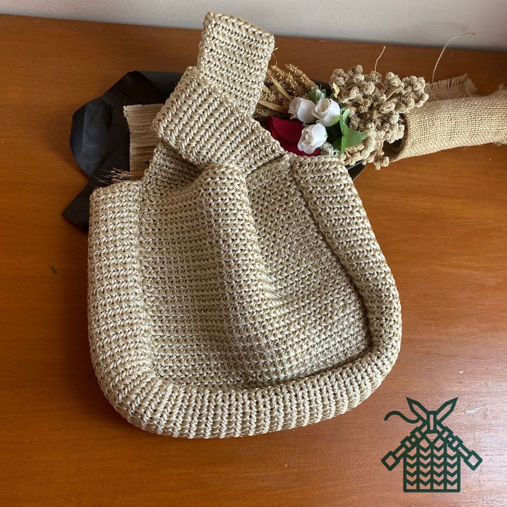 Jual tas hamper knot bag rajut / tas rajut unik ala jepang | Shopee ...