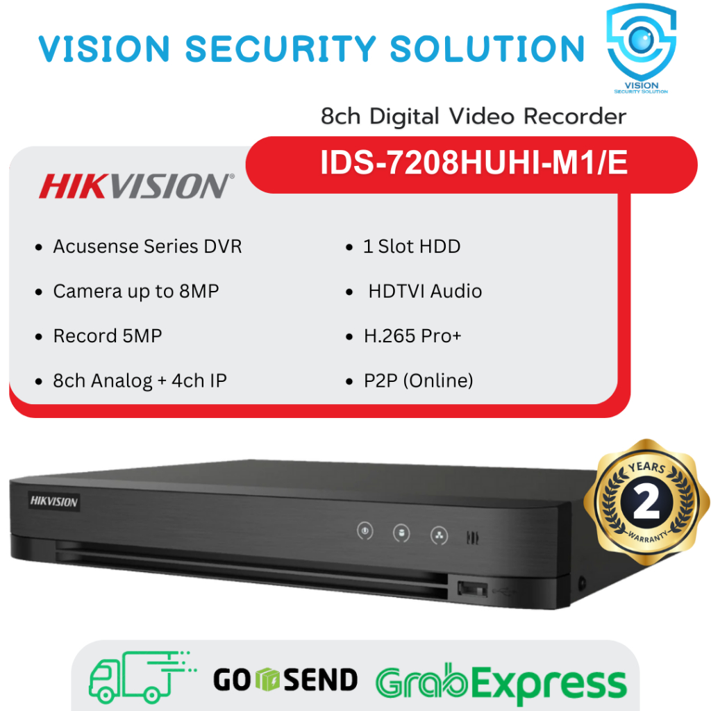Jual DVR 5 in 1 Hikvision 8ch 8MP iDS-7208HUHI-M1/E 1 HDD H.265+ Pro ...