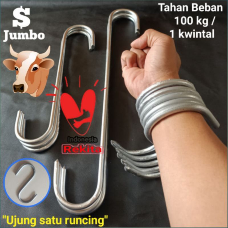 Jual Besi gantungan S kapasitas berat 100 kg - 250 kg gantungan daging ...