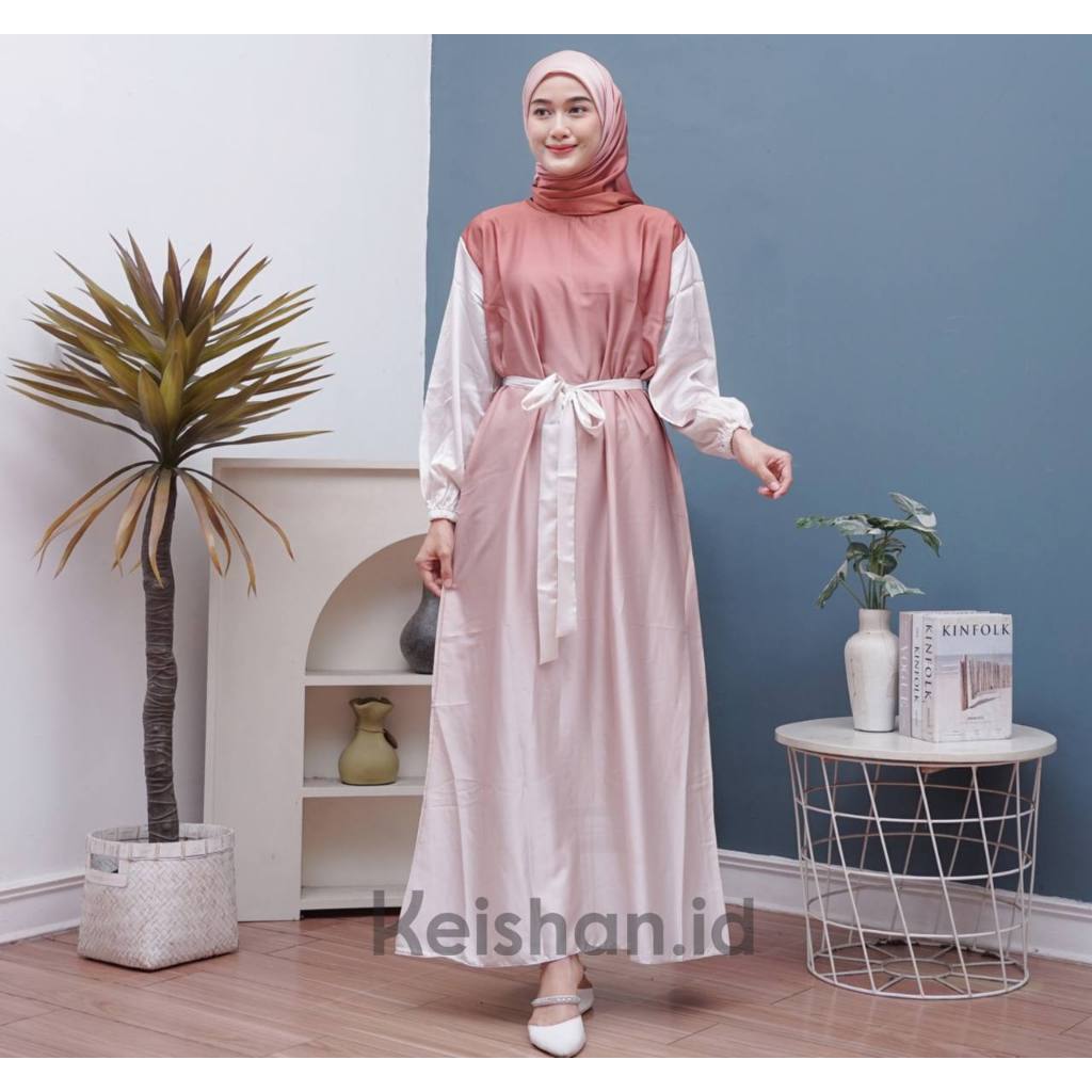 Jual Keishan.id - Luna Dress Gradasi Silk ombre Set Hijab setelan gamis ...