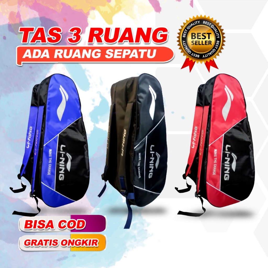 Jual TAS RAKET RANSEL 3 RUANGAN BADMINTON Olahraga Outdoor raket ...