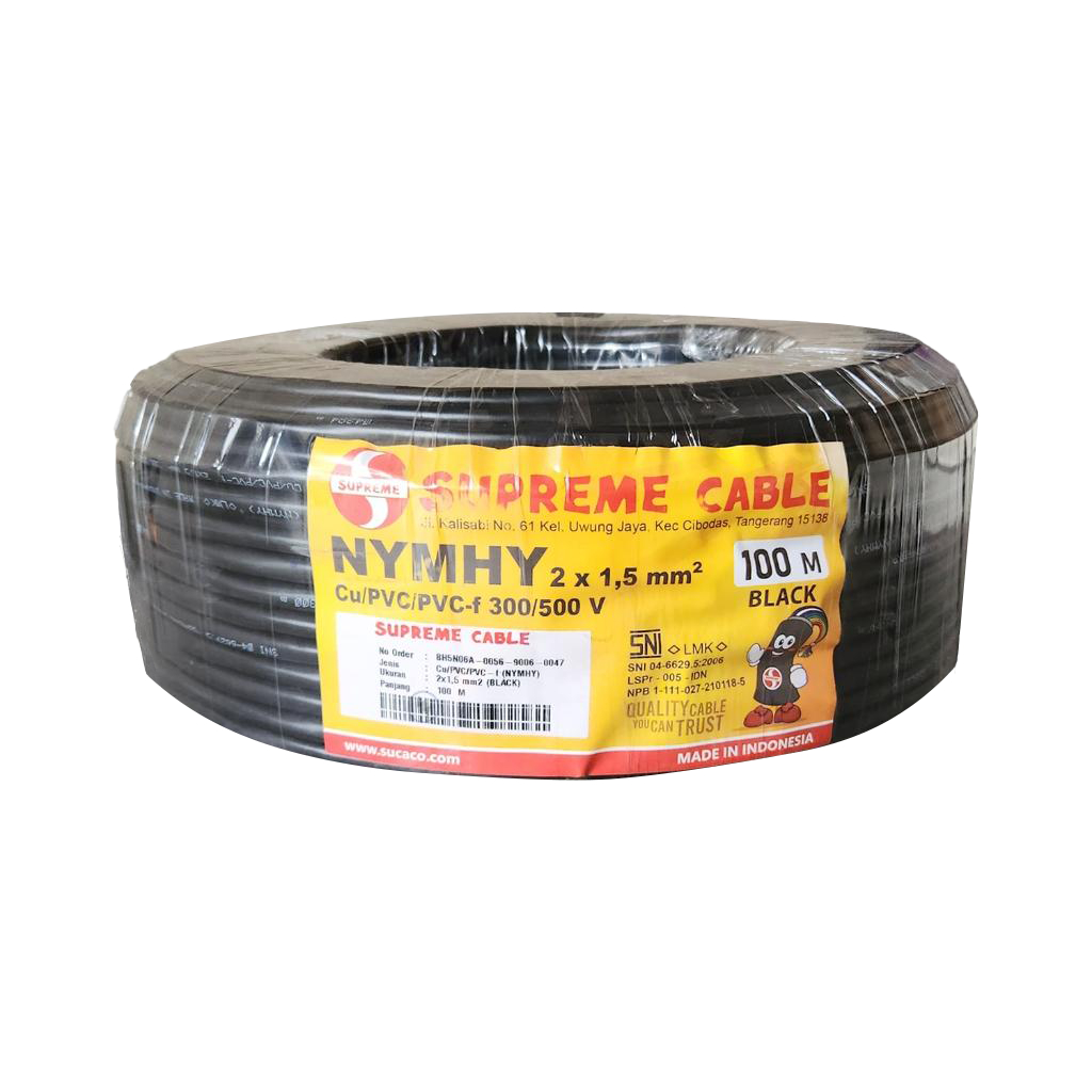 Jual Kabel Listrik Serabut Nyyhy Nymhy 2x1.5 2x1,5 2 1.5 MM Supreme SISIR Flexible Tembaga Hitam ...