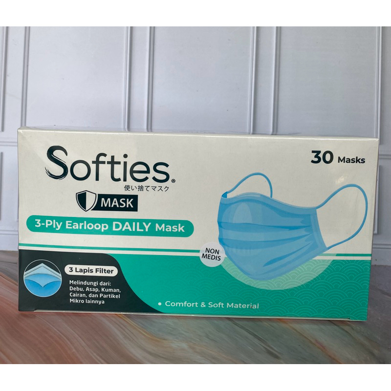 Jual SOFTIES DAILY MASK / MASKER DAILY 3ply EARLOOP | Shopee Indonesia