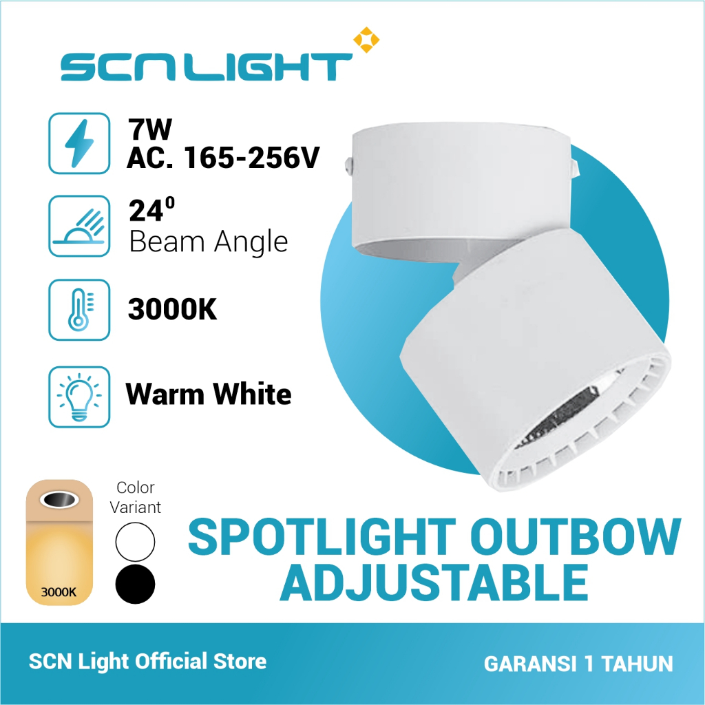 Jual Lampu LED Spotlight Outbow Adjustable 7 Watt Surface Mounted ...