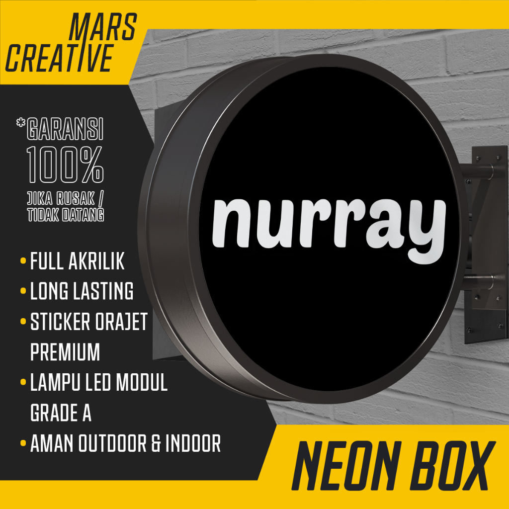 Jual Neon Box Indoor Outdoor Ukuran 80cm x90cm Premium Custom 2 Sisi ...