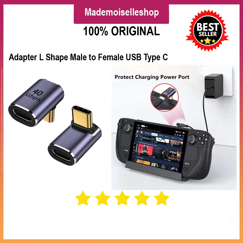 Jual Adapter L Shape USB Type C Male to Female - High Speed CBK40 For ...
