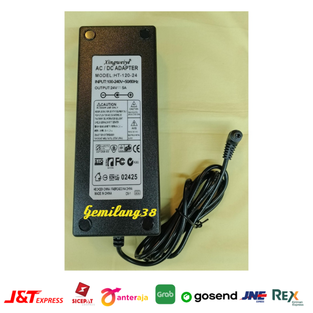 Jual Adaptor 24V 5A + Kabel Power Adaptor Power Supply DC 24 Volt 5 ...