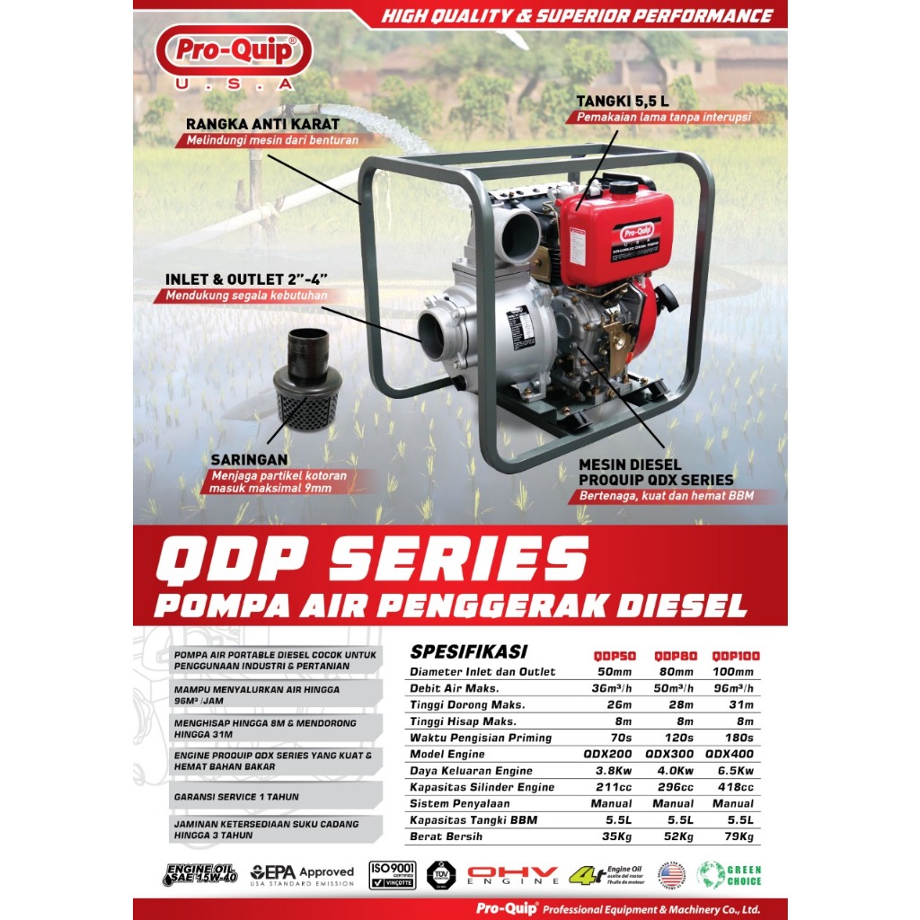 Jual Mesin Pompa Air Alkon Diesel Proquip QDP 80 | Shopee Indonesia