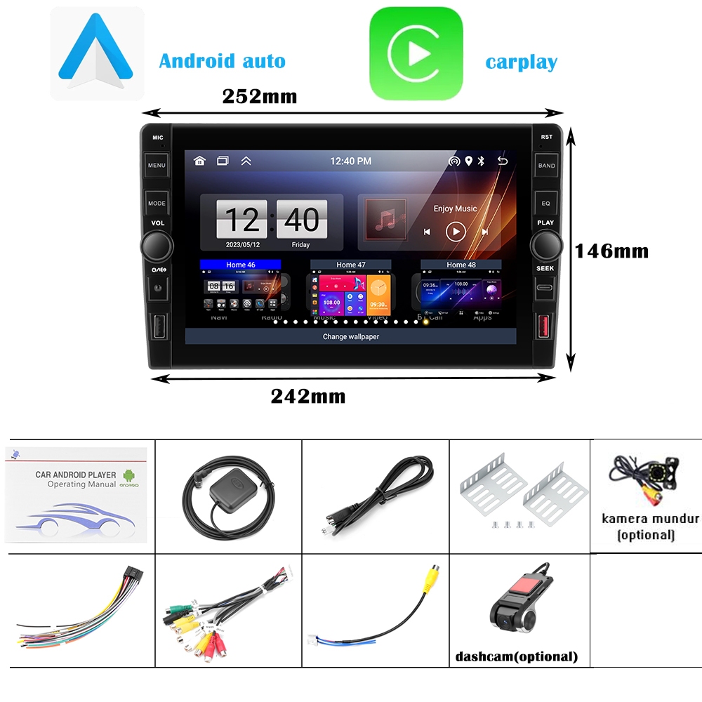 Jual GEARELEC Android 12 Head Unit 7/9/10inci Mobil Navigasi 4G + 32G Double Din Car Radio ...