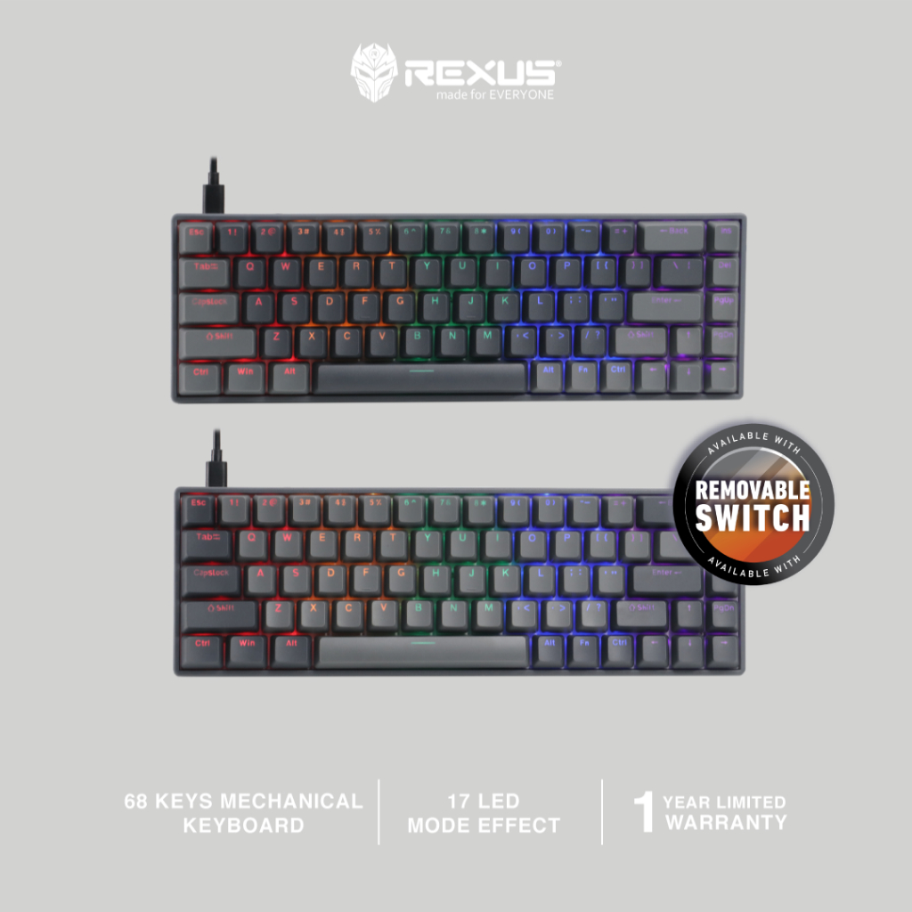 Jual Rexus Heroic KX3 Keyboard Gaming Mechanical 65% Layout - Hotswap Switch | Shopee Indonesia