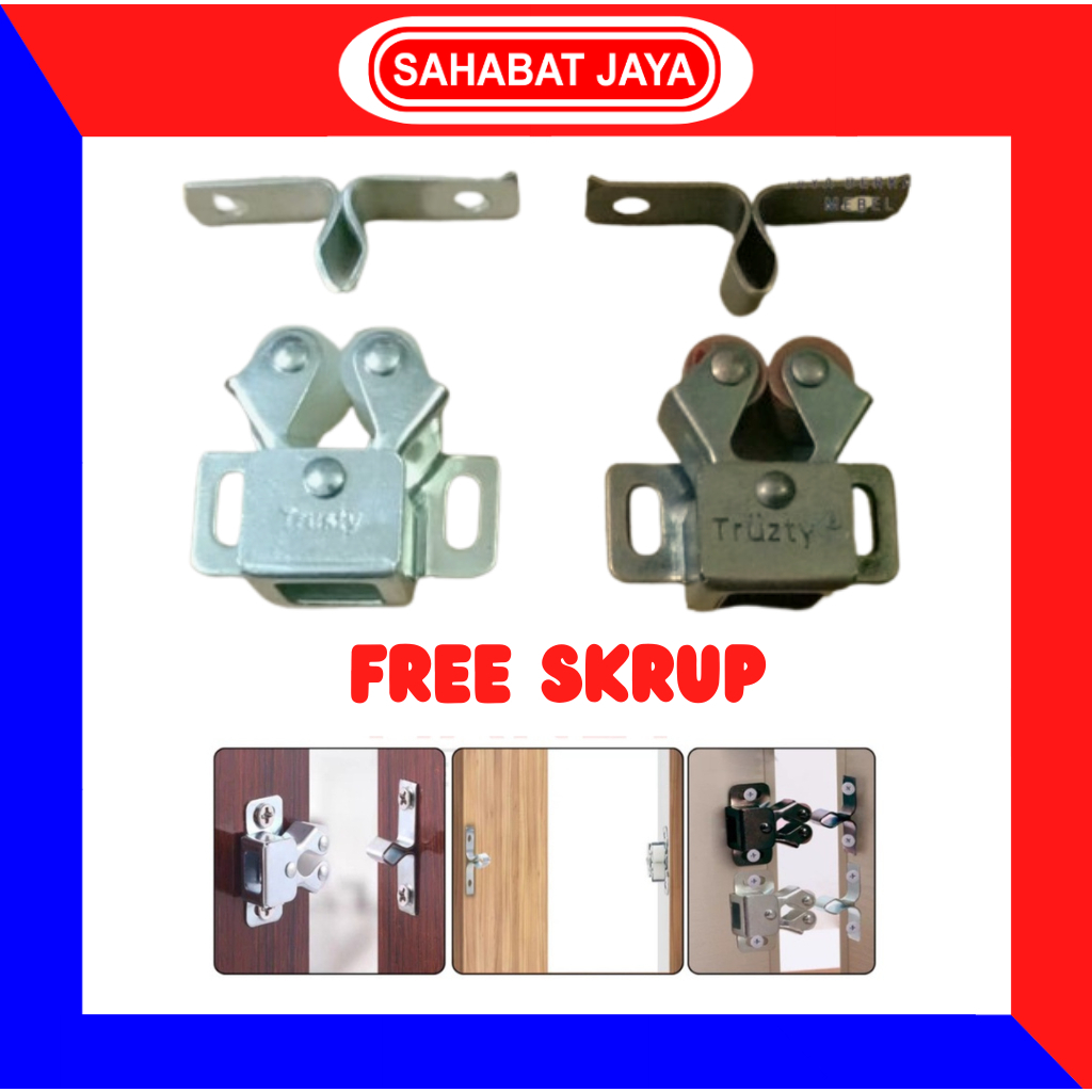 Jual TRUZTY Grendel Capit Jepit Udang Pintu Lemari Roller Ball Catches ...