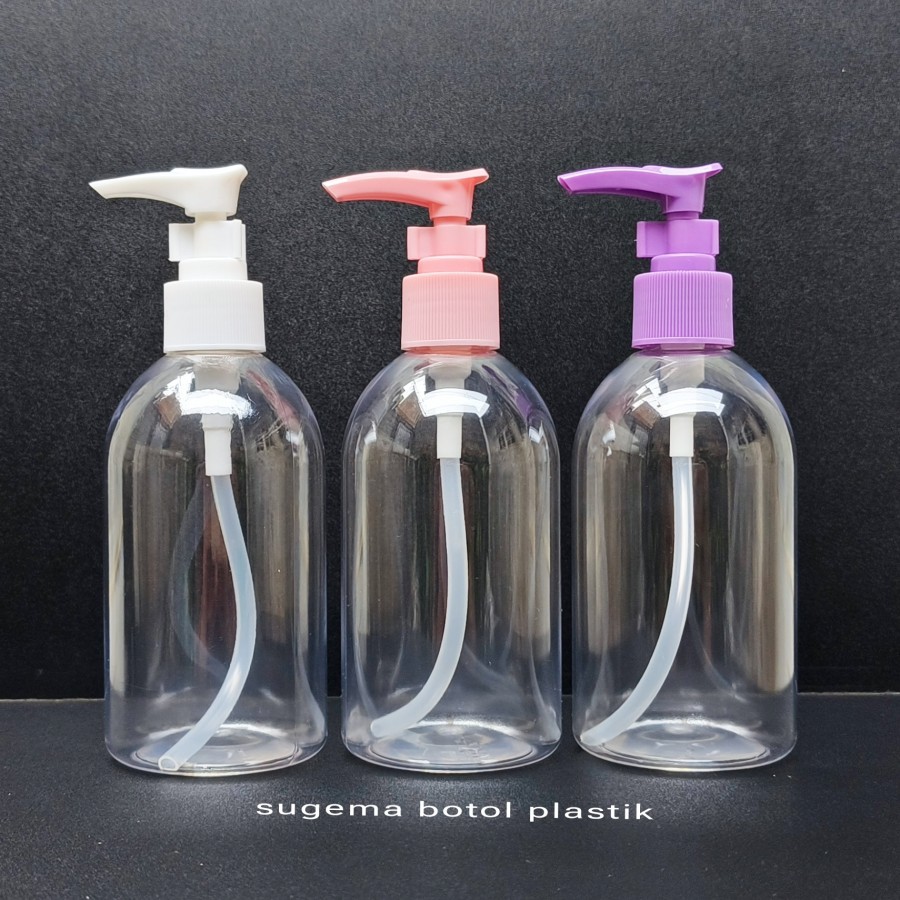 Jual Botol Pump 250ml Pet Oval Bening / Botol Kemasan Sabun Cair 250ml Pump Clip Lock Plastik ...