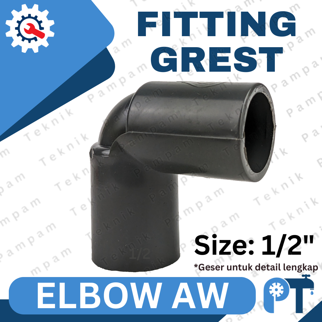 Jual Elbow 1/2 AW Grest - Knee 1/2" Grest Knie polos 1/2 inch sambungan keni pipa pvc | Shopee ...