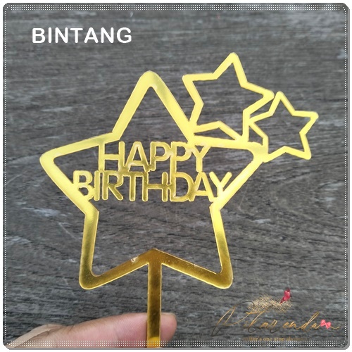 Jual TOPR-65 : Cake Topper Akrilik Ultah HBD Sedang 8 - 10cm (per buah ...