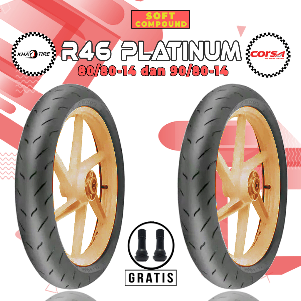 Jual Paket Ban Soft Compound Motor Matic CORSA R46 PLATINUM 80/80-14 ...