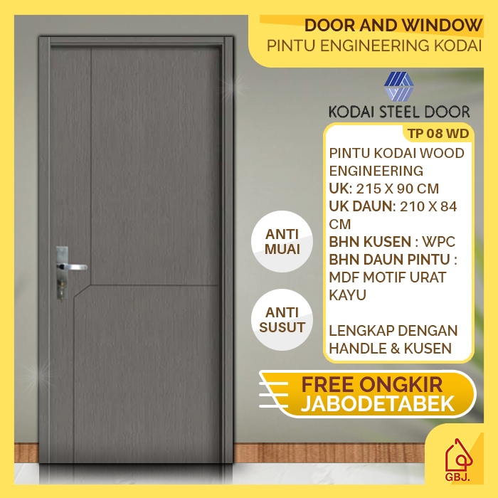 Jual PINTU ENGINEERING WOOD DOOR KODAI 215 X 90 TP08 ABU GREY / PINTU ...