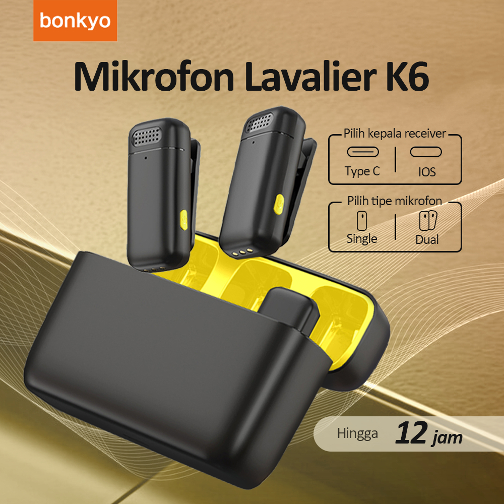 Jual Bonkyo K6 Mikrofon Dual Lavalier Microphone Wireless Digital LED ...