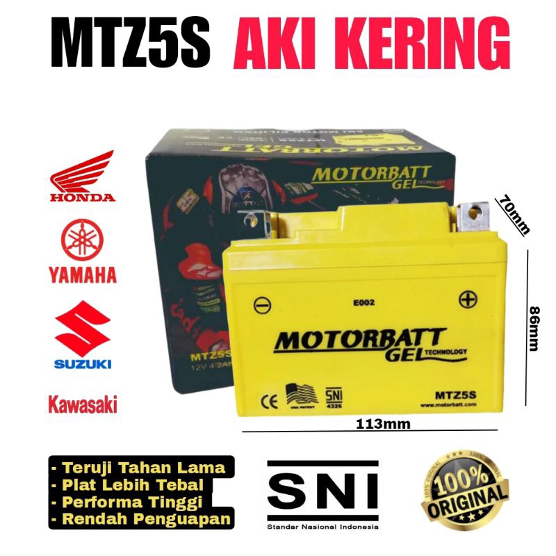 Jual MOTORBATT MTZ5S AKI KERING GEL TEKNOLOGI | Shopee Indonesia
