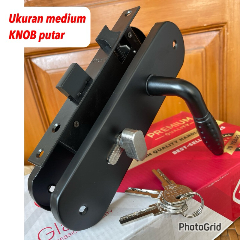 Jual Promo Kunci Handle Pintu Medium Black Matte+ Cylinder Knop Outar ...