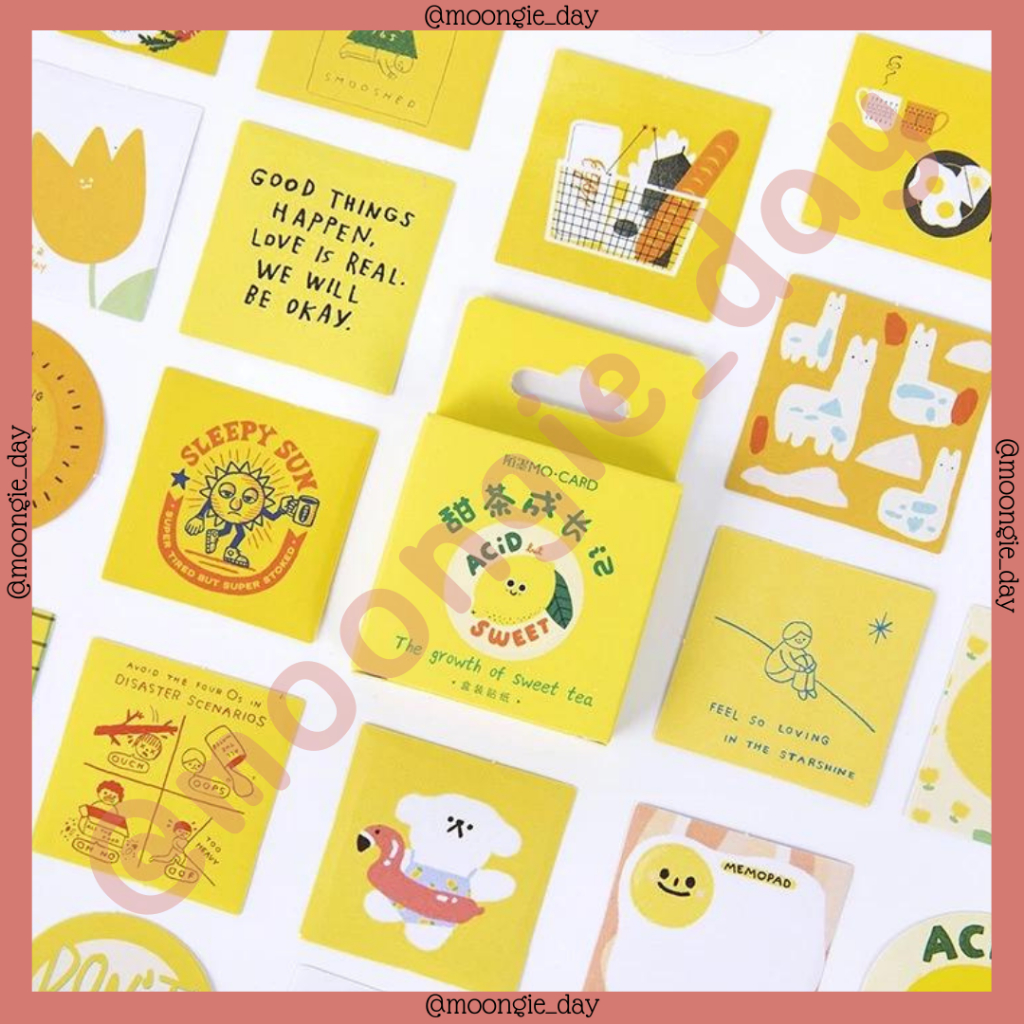 Jual 45 PCS/BOX STIKER KERTAS TEMA YELLOW LEMON ACID SWEET THE GROWTH ...