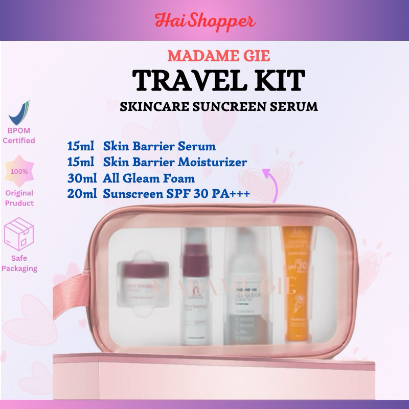 Jual MADAME GIE TRAVEL KIT - SKINCARE SUNSCREEN SERUM - TRAVEL KIT MADAME GIE - SUNSCREEN MADAME ...