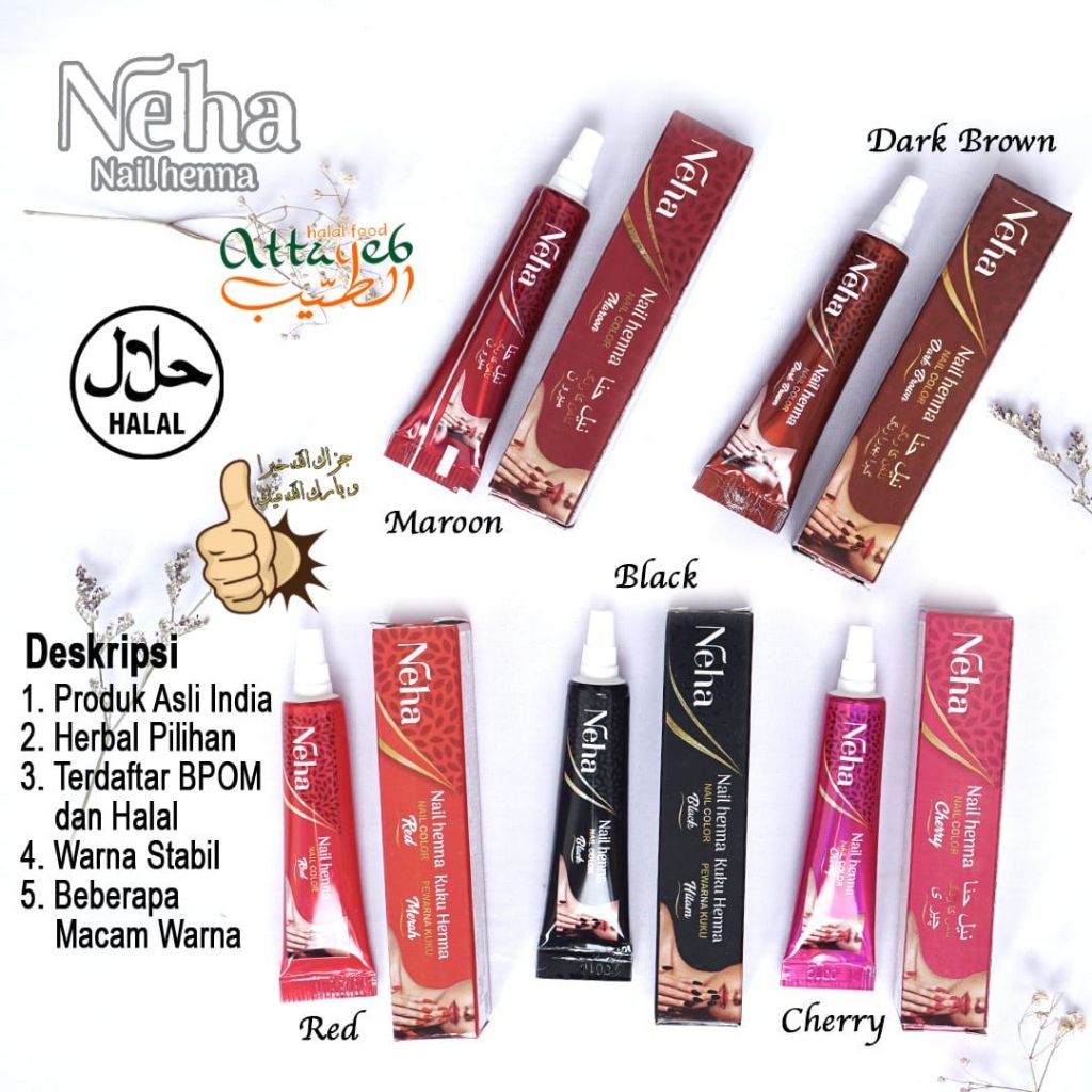 Jual Neha Pacar Kuku NAIL Colour 10gr Tube BPOM HALAL Hena Cone Henna ...